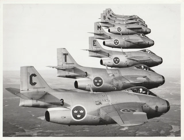 PHOTO SAAB F 29 F JET FIGHTER AVION DE CHASSE AVIATION 24 X 18 cm EUR ...