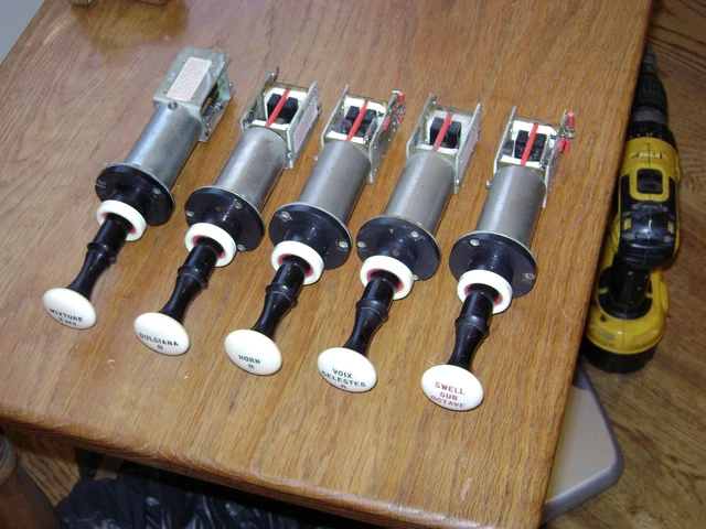 PIPE ORGAN PARTS; 5 Kimber-Allen Electric Drawstop Assemblies £56.00 ...