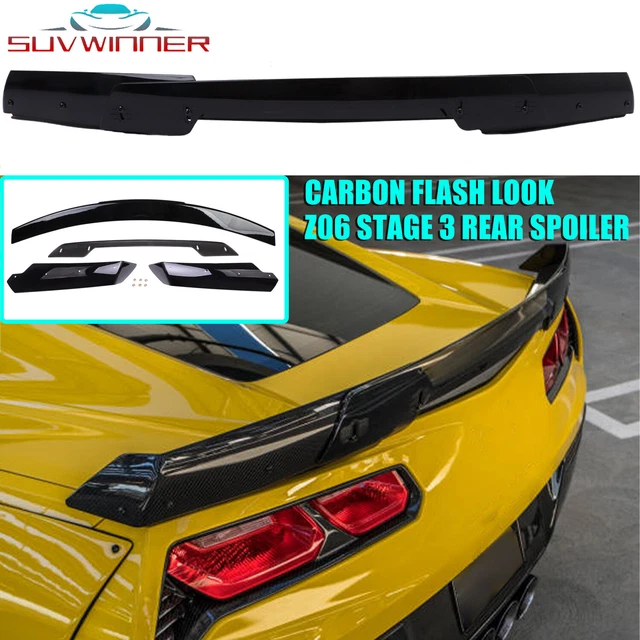 CARBON FLASH LOOK Z06 Stage 3 Rear Spoiler Wing Lip For 2014-2019 ...
