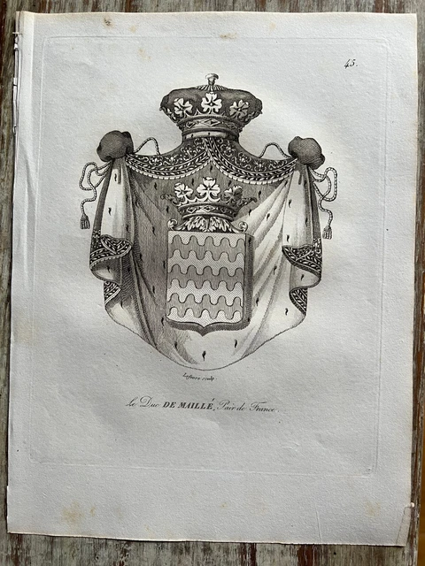 BLASON ARMOIRIE Héraldique : Duc de Maillé, Pair de France. EUR 22,00 ...