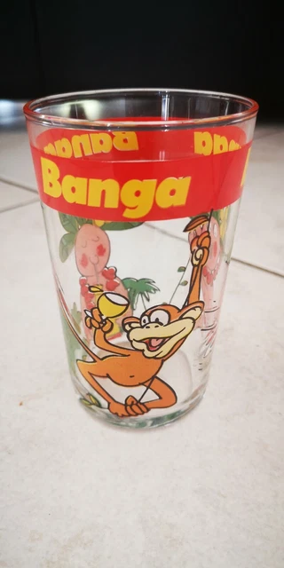VINTAGE RARE VERRE PUBLICITAIRE JUS DE FRUITS BANGA VAHINÉES ET SINGE ...