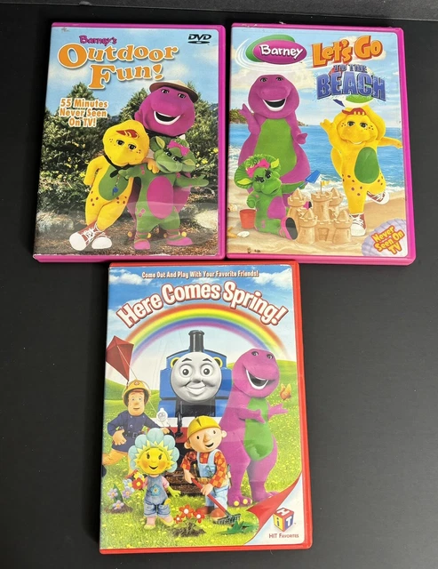 3 BARNEY THE Purple Dinosaur DVDs Lets Go to the Beach Outdoor Fun ...