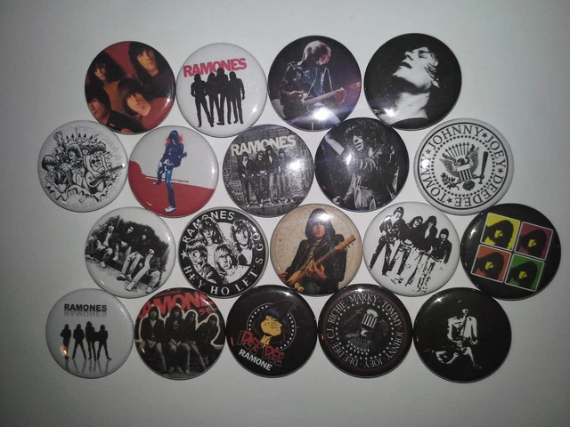 19 THE RAMONES Pin Badges 25mm punk rock Joey Dee Dee Johnny Marky £9. ...