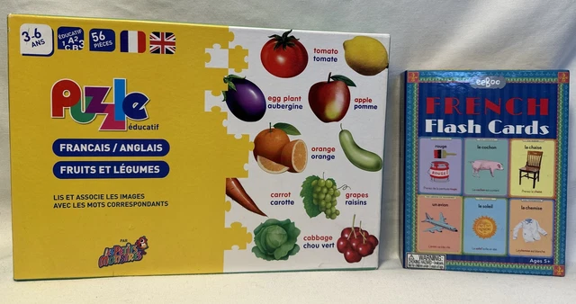 LEARN FRENCH FLASH Cards Used eeboo brand And Puzzle For Fruits Study ...