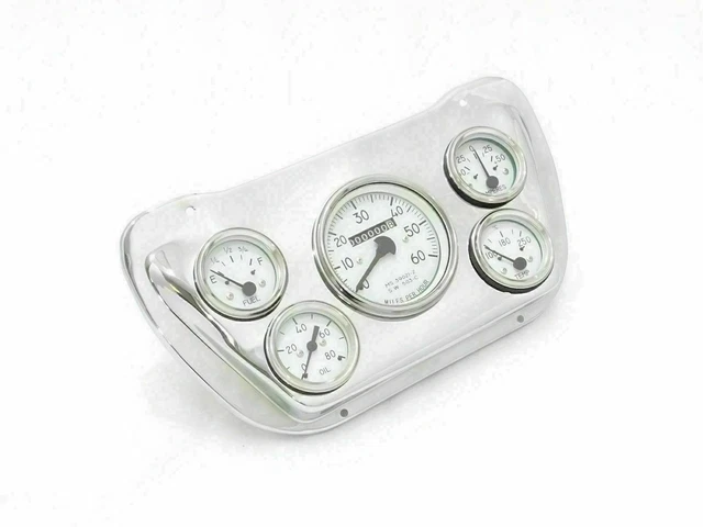 COMPLETE WHITE FACE Speedometer Mounting Chrome Plate Fit For Willys ...