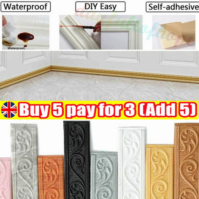 3D WALL TRIM Line Skirting Border Self-Adhesive.Sticker Waterproof ...
