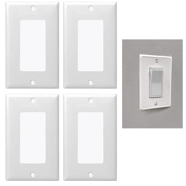 4 X SINGLE Switch Decorator Wall Plate Cover Standard Size 1 Gang ...