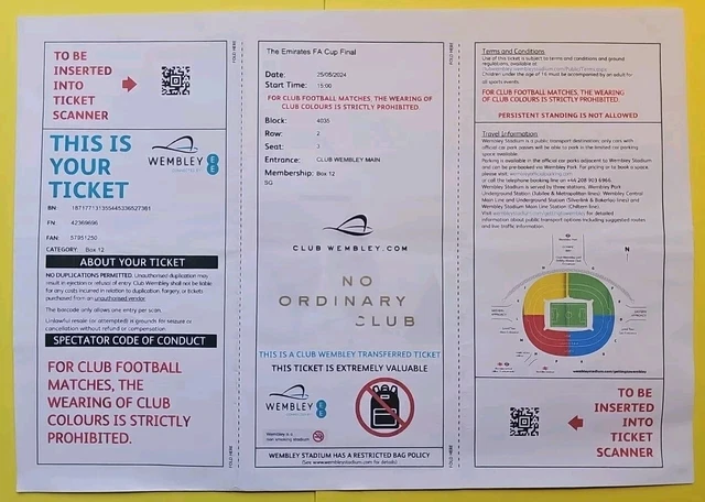 USED TICKET FA Cup Final 2024 (Man Utd v Man City) £29.00 - PicClick UK