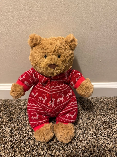 JELLYCAT BARTHOLOMEW BEAR Winter Pyjamas Plush -Festive Teddy Gift BNWT ...