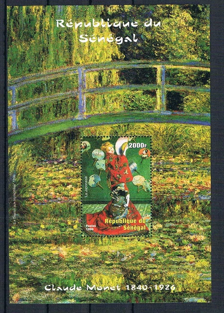 V28 SENEGAL, GEMÄLDE, Claude Monet, Block gez. postfr. ** EUR 1,50 ...