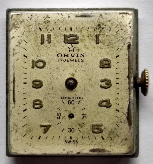 VINTAGE ORVIN MENS Watch Movement INCABLOC 17 Jewels Swiss AS.970 Parts ...