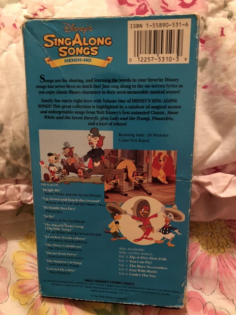 DISNEYS SING ALONG Songs - Snow White: Heigh-Ho (VHS) EUR 9,37 ...