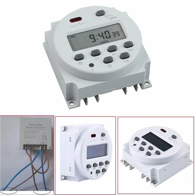 DIGITAL TIMERS DC/AC 12V 16A LCD Display Programmable Timer Switch ...