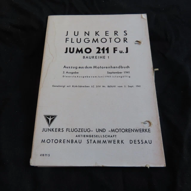 SELTEN: JUNKERS FLUGMOTOR JUMO 211 F u. J Baureihe 1 Auszug ...
