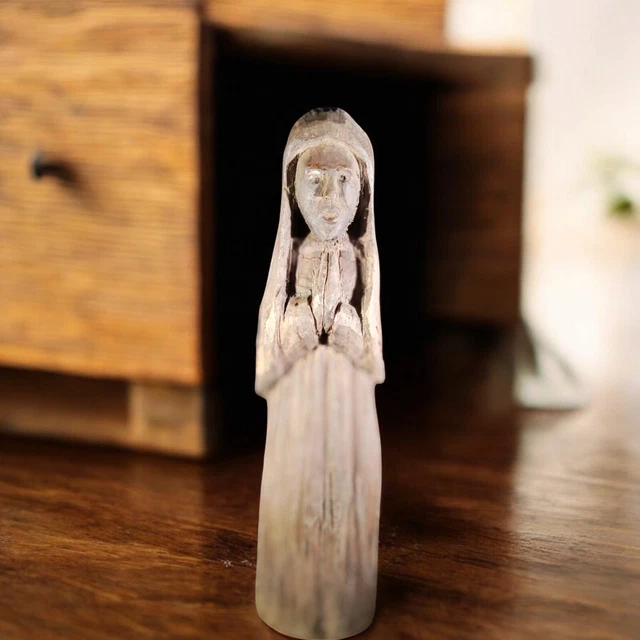 ANCIENNE STATUE RELIGIEUSE De la Sainte vierge En Bois EUR 69,00 ...