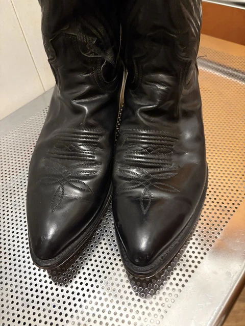 JUSTIN DIAMOND J Mens Black Leather Roper Cowboy Boots Size 10 D Great ...