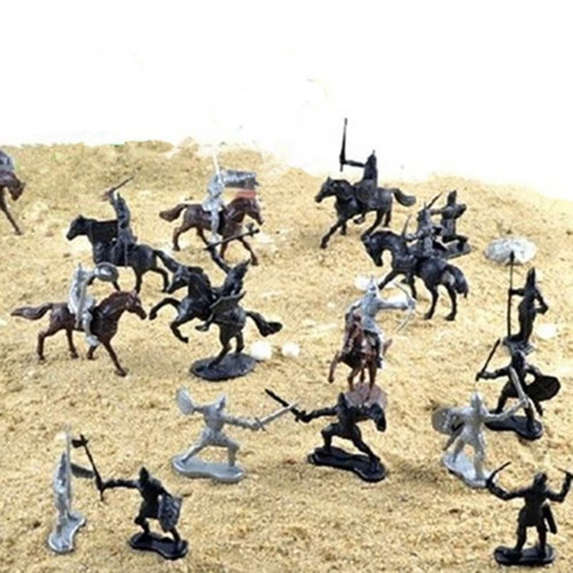 FIGURINES DE SOLDATS miniatures chevaliers médiévaux guerriers chevaux ...