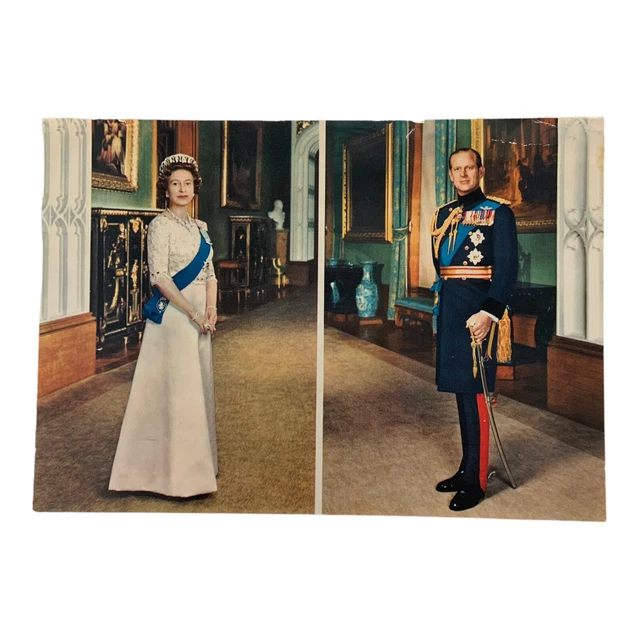 VINTAGE RETRO BRITISH royal Queen Elizabeth Prince Philip postcard ...