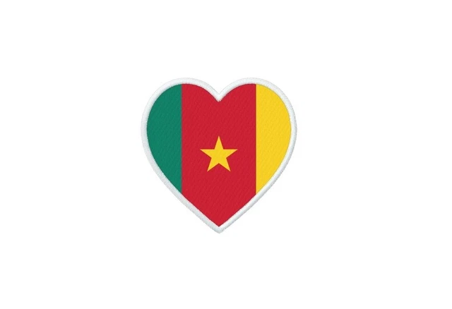 PATCH BADGE ECUSSON imprime thermocollant drapeau coeur CMR cameroun ...