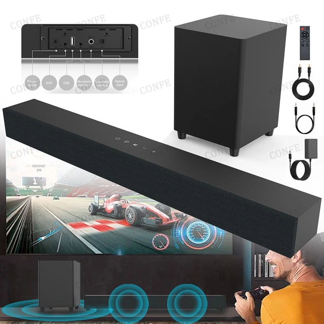 TV SOUND BAR with Subwoofer Home Theater Surround Sound System ...