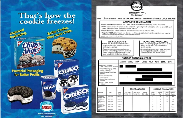 NESTLE CHIPS AHOY & Oreo Ice Cream Advertising Spec Sheet gmc1 $1.95 ...