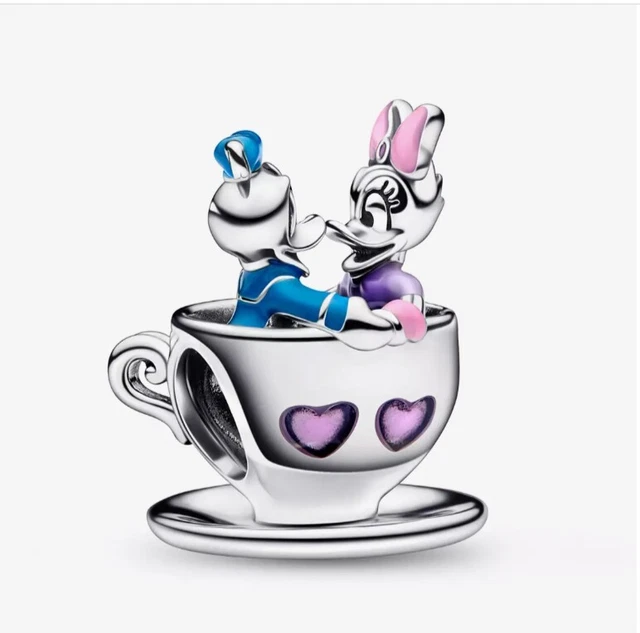 PANDORA DISNEY DONALD und Daisy Duck Teetasse Charm 925 Silber EUR 41 ...