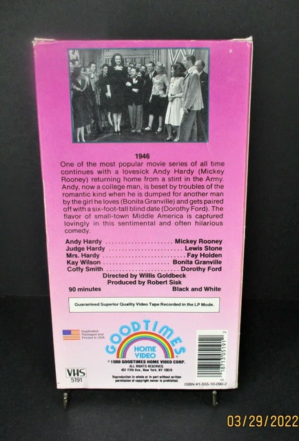 LOVE LAUGHS AT Andy Hardy (VHS 1988) Mickey Rooney, Lewis Stone £3.78 ...