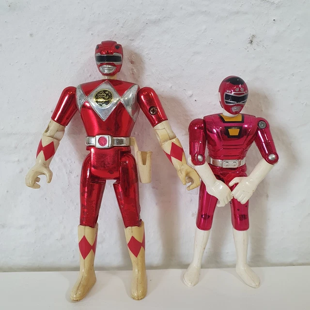 2 X BANDAI Power Rangers Turbo Cart Pink Chrome Ranger and Red Chrome ...