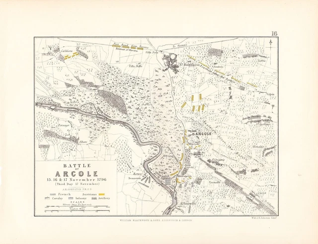 MAP/BATTLE PLAN ~ BATTLE OF ARCOLE ~ 15th 16th 17th NOVEMBER 1796 ...