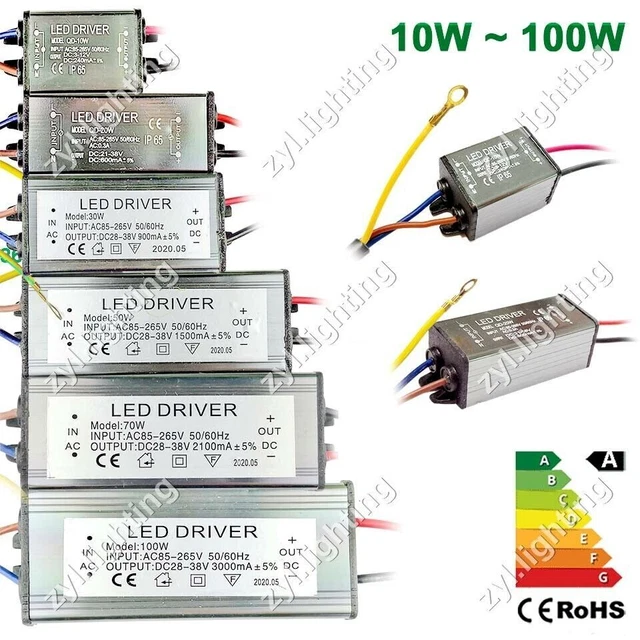 LED DRIVER ADAPTATEUR Transformateur 220V 12V 36V 10W ~ 100W Alimentation Pilote EUR 3,99 ...