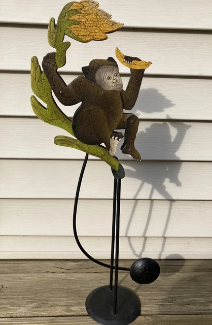 VINTAGE FOLK ART Pendulum Balance Teeter Totter Toy Metal Monkey WITH ...