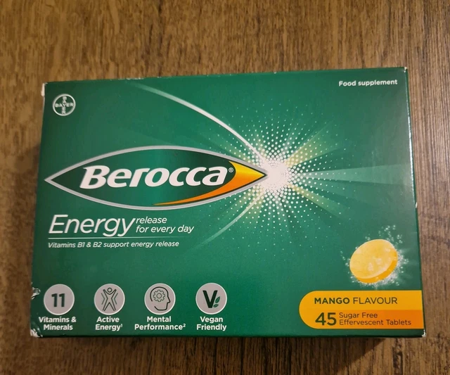 BEROCCA MANGO FLAVOUR Energy Vitamin C, B1 B2 B3 B5 B12 & Magnesium ...