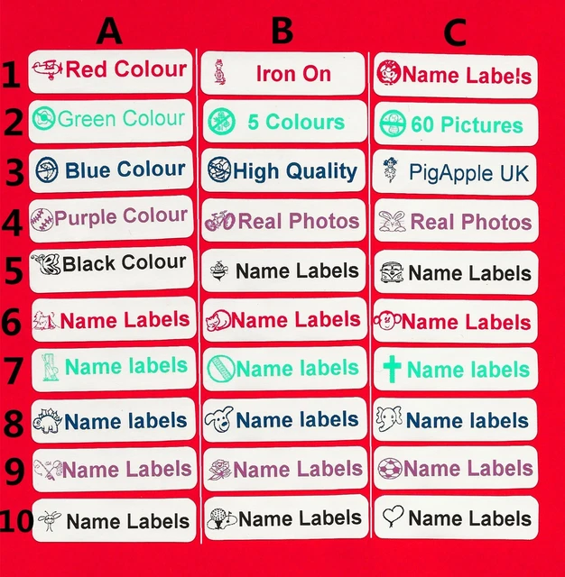 24 PRINTED IRON-ON Name Tags tapes Custom Labels School Clothes ...