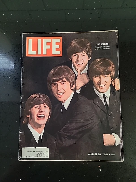 LIFE MAGAZINE AUGUST 28 1964 The Beatles First US Tour MAILING LABEL ON ...