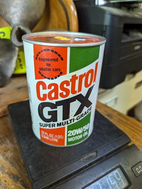 VINTAGE NOS CASTROL GTX Super Multi-Grade 20W-50 Motor Oil Can 1 Quart ...