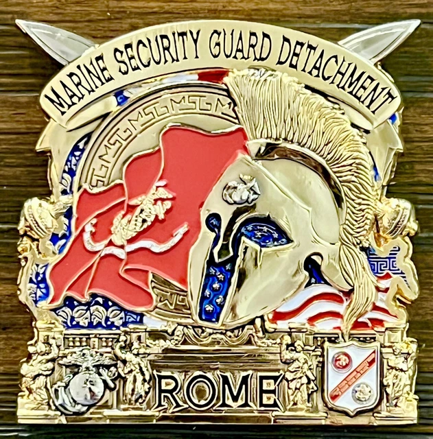 USMC MSG MARINE Security Guard Detachment Rome, Italy Challenge Coin £ ...
