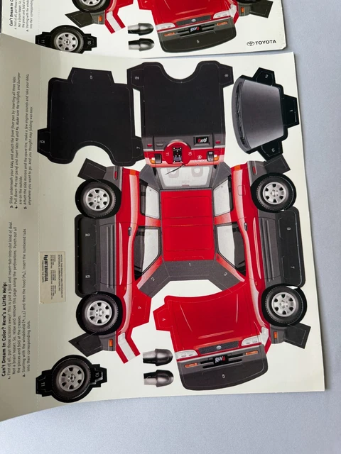 VINTAGE TOYOTA RAV4 RARE Papercraft Build Your Own Spec Sheet x2 w ...