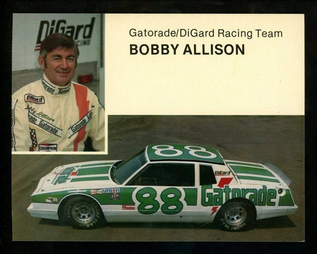CAR AUTO RACING OVERSIZED postcard NASCAR Gatorade DiGard Team Bobby ...