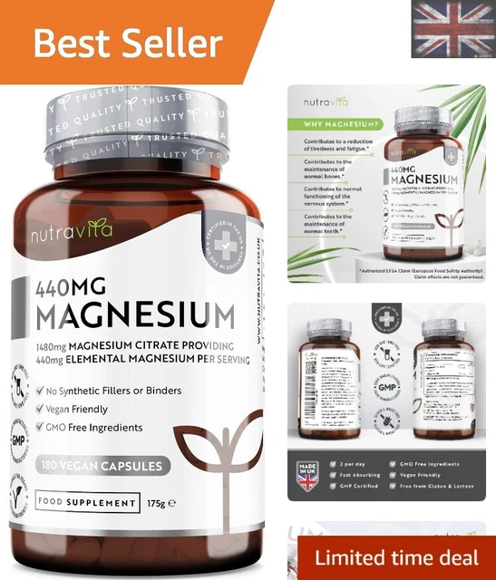 SUPER HIGH POTENCY Magnesium Citrate Capsules - 180 Count - 3-Month ...