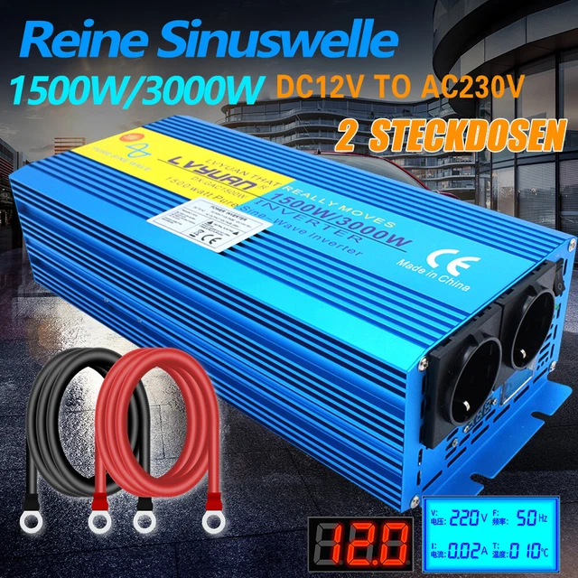 1500W 3000W REINER Sinus Spannungswandler 12V - 230V Inverter ...