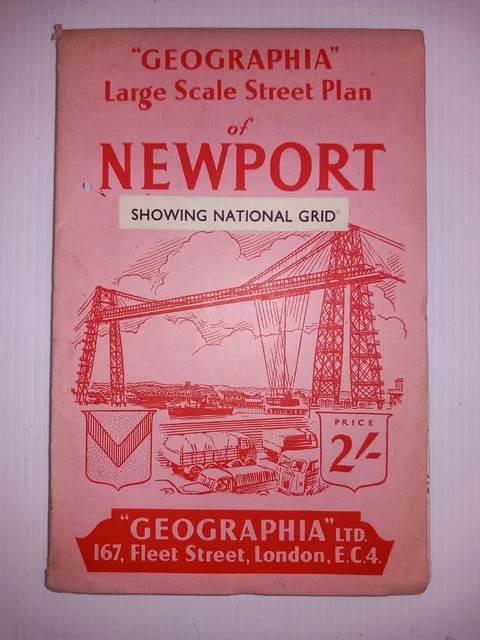 GEOGRAPHIA LARGE SCALE Street Plan of Newport Vintage Map - 1950s ? £3. ...