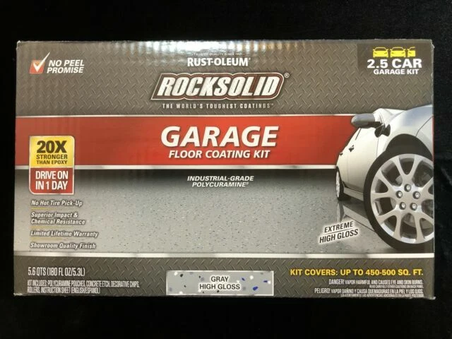 RUST-OLEUM ROCKSOLID 2.5 Car Garage High Gloss Floor Coating Kit 365193 ...