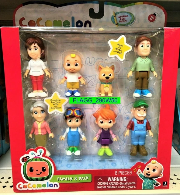COCOMELON FAMILY 8 FIGURE PACK Mom JJ Bingo Dad Grandma TomTom YoYo ...