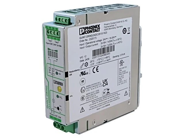 QUINT-ORING/24DC/2X10/1X20 POWER SUPPLY: Redundancy module for DIN rail ...