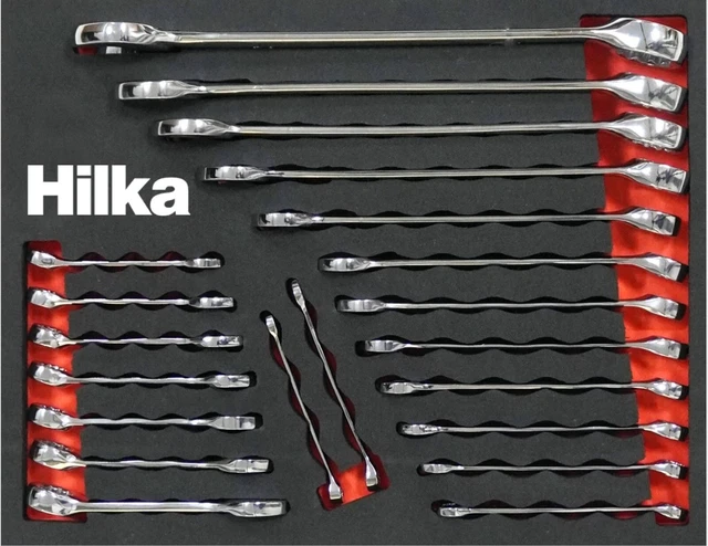 HILKA SPANNER SET 21 pce combination offset stubby metric spanners in ...