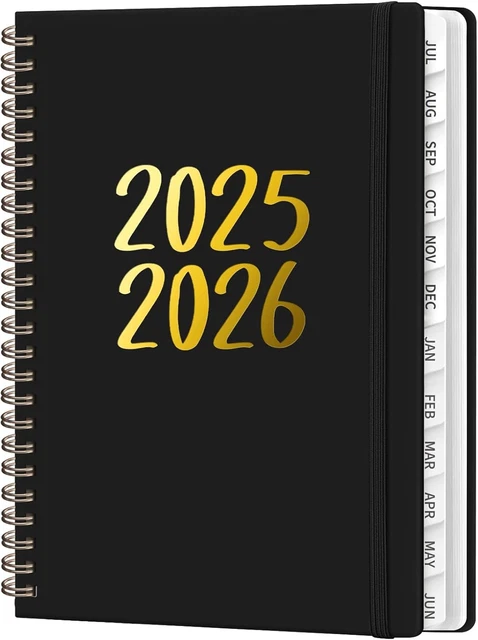 PLANNER 2025-2026, JULY 2025 - June 2026 Daily Weekly and Monthly Black ...