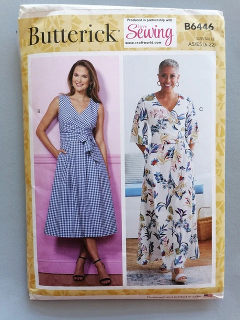 LADIES DRESS/SASH SEWING Pattern, 2 styles, sizes 6-22, New - Butterick ...