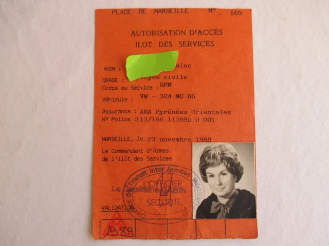 CARTE D'AUTORISATION D'ACCÈS " Ilot des services " Marseille (13) 1988 EUR 4,95 - PicClick FR