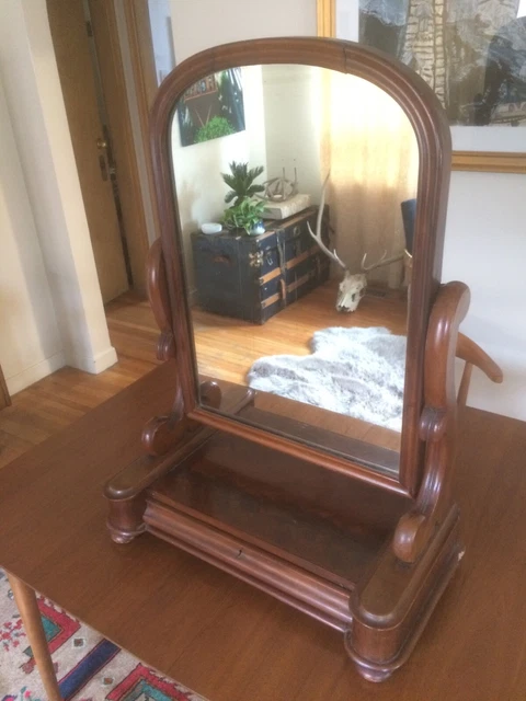 19TH CENTURY VICTORIAN Walnut Shaving Dressing Table Vanity Mirror $600 ...