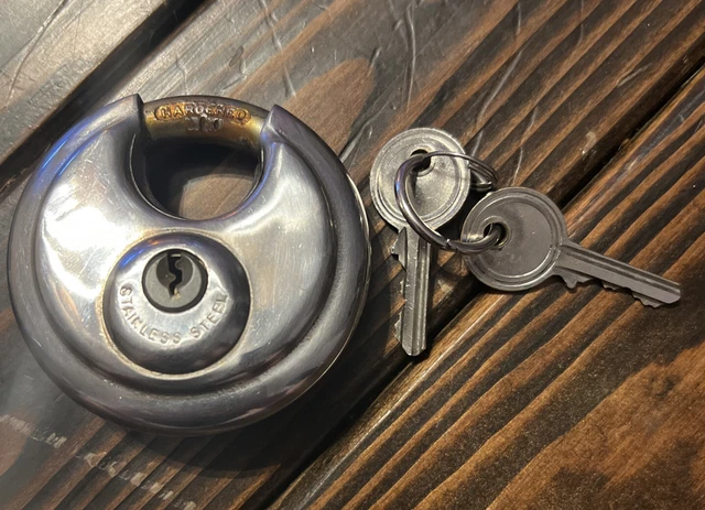 HEAVY DUTY STAINLESS Steel Discus Lock Padlock Hardened Steel Shackle ...